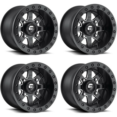 Set 4 Fuel UTV D938 Maverick Beadlock 15x7 4x137 Black Milled Wheels 15 ...