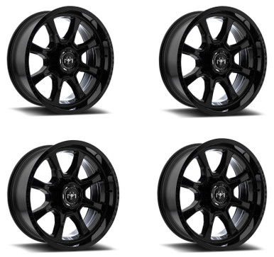 Set 4 18" Motiv Off Road 427B Glock 18x9 8x6.5 Gloss Black Wheels 18mm ...