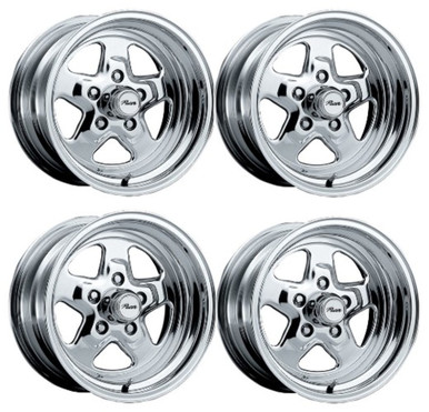 Set 4 15" Pacer 521P Dragstar 15X7 5x4.5 Polished Wheels 0mm Rims - A2i ...