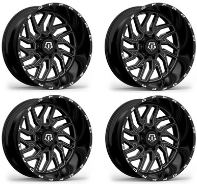 Set 4 24" TIS 544BM 24x14 8x6.5 Gloss Black w/ Milled Accents Wheels ...
