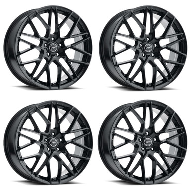 Set 4 18" Platinum 459BK Retribution 18x8 5x112 Gloss Black Clear-Coat ...