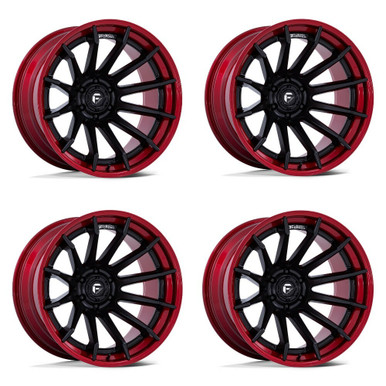 Set 4 Fuel FC403 Burn 22x10 5x5 Matte Black Candy Red Lip 22" -18mm ...