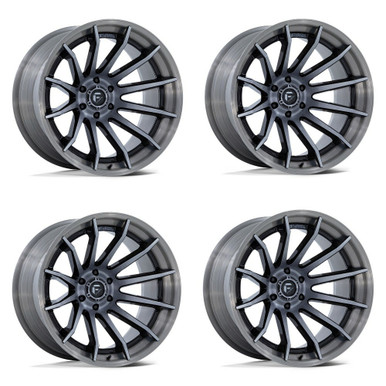Set 4 Fuel FC403 Burn 22x10 5x5 Gloss Black Brushed Gray Tint Wheels 22 ...