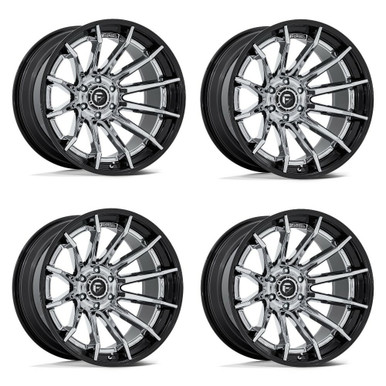 Set 4 Fuel FC403 Burn 24x12 6x5.5 Chrome Gloss Black Lip 24" -44mm ...