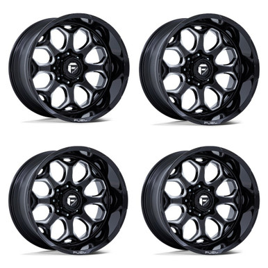 Set 4 Fuel FC862 Scepter 22x12 8x6.5 Gloss Black Milled 22" -44mm ...