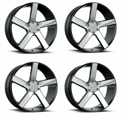 Set 4 22" Vision Street 472 Switchback Gloss Black Machined 22x9.5 ...