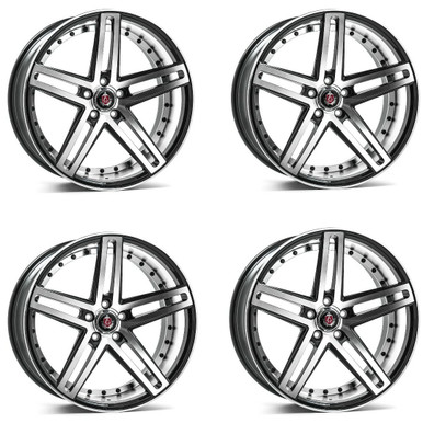 Set 4 20" Axe Wheels EX20 Black & Polished Face 20x8.5 Wheels 5x112 ...