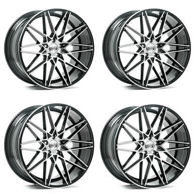 Set 4 20" Axe Wheels ZX4 Black & Polished Face 20x9 Wheels 5x120 32mm ...