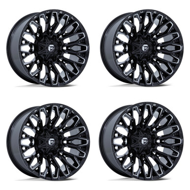 Set 4 Fuel FC865 Strike 20x9 8x6.5 Gloss Black Milled Wheels 20" 1mm ...