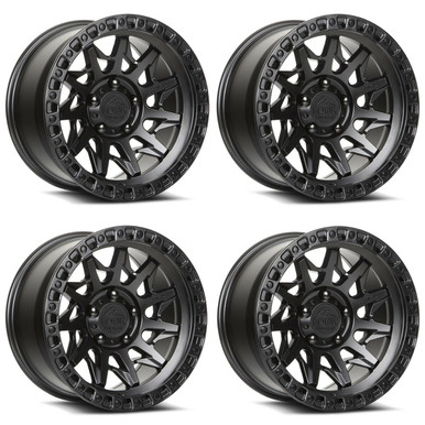 Set 4 17" Lock Offroad Lunatic Matte Black Matte Black Ring 17x9 5x5 ...