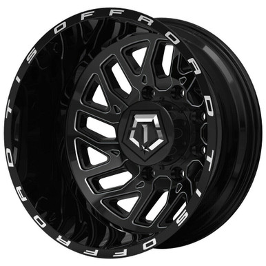 20" TIS 544BM Gloss Black Milled Rear Dually 20x8.25 8x6.5 -198mm Truck ...