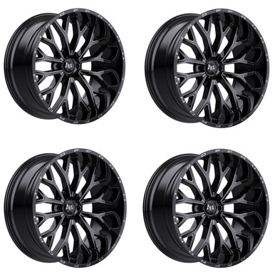 Set 4 20" TIS 565BM Gloss Black with Milled Accents 20x9 Wheel 6x135 ...