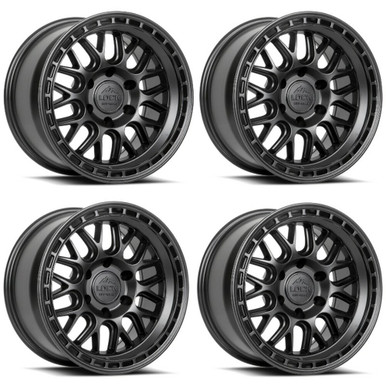 Set 4 17" Lock Offroad Onyx Matte Black Matte Black Ring 17x9 Wheels ...