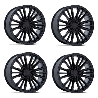 Set 4 22" Performance Replicas PR223 Gloss Black 22x9 Wheels 6x5.5 28mm ...