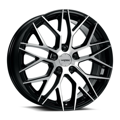 17" Katana Wheels KR01 Glossy Black Machined Face 17x7.5 Wheel 5x100 ...