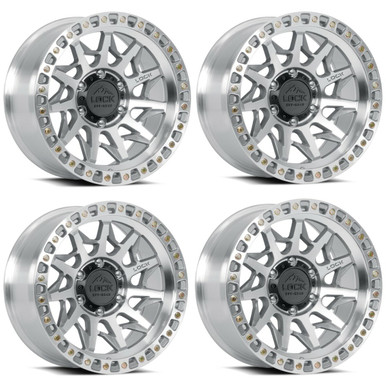 Set 4 17" Lock Offroad Lunatic Machine Clear Coat 17x9 Wheels 6x5.5 1mm ...