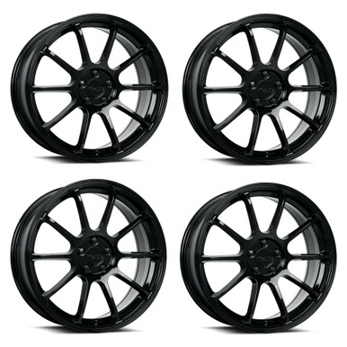 Set 4 18" Katana Wheels KR07 18x8 5x4.5 40mm Glossy Black Racing Rims ...