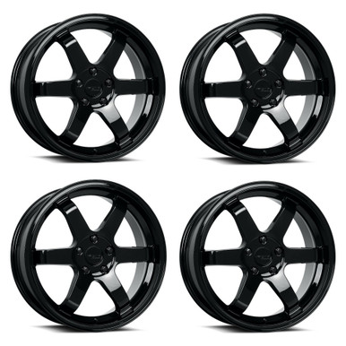 Set 4 17" Katana Wheels KR08 17x7.5 5x4.5 40mm Glossy Black Racing Rims ...