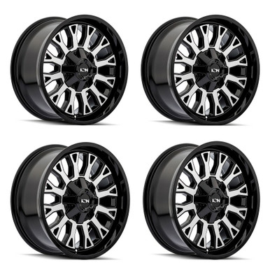 Set 4 20" Ion 152 Gloss Black Machined 20x9 Wheels 5x5 5x5.5 Truck Rims ...