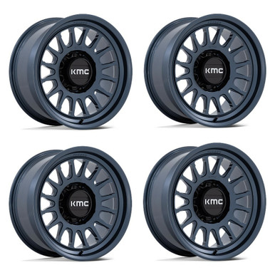 Set 4 17" KMC KM447 Impact Forged Monoblock Metallic Blue 17x8.5 6x135 ...