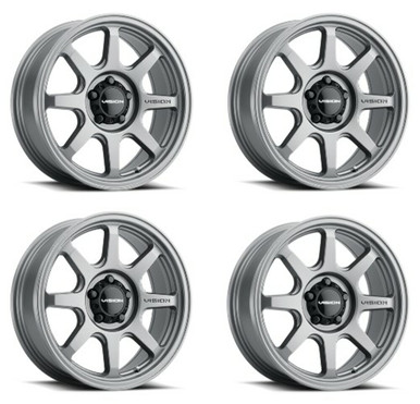 Set 4 20" Vision Off Road 351 Flow Satin Grey 20x9 Wheels 6x5.5 10mm ...