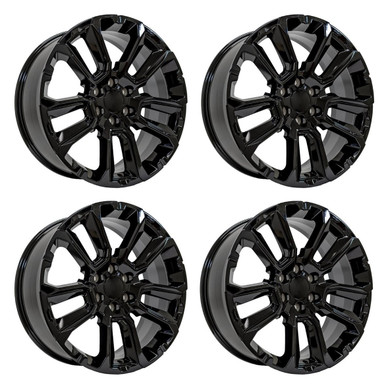 Set 4 22" OE Wheels CV68 Gloss Black 22x9 Wheels 6x5.5 Rims 28mm For ...