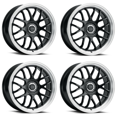 Set 4 17" Vision 478 Alpine Gloss Black Brushed Lip 17x8 Wheels 5x100 ...