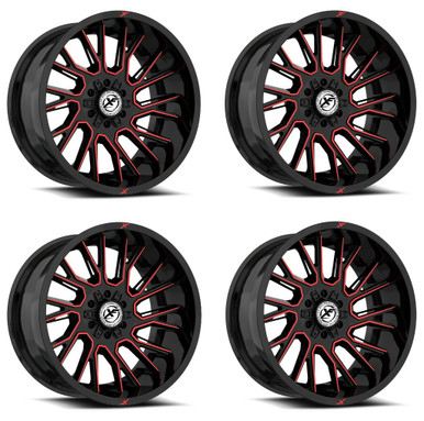 Set 4 20" XF Off-Road XF-230 Gloss Black Red Machined 20x10 5x5 5x5.5 ...
