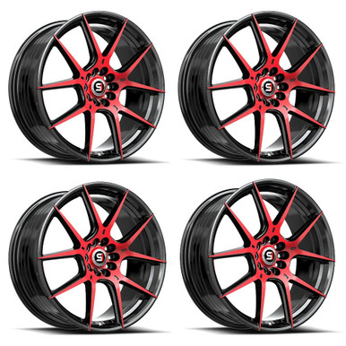 Set 4 17" Spec-1 SP-71 Gloss Black Red Machined 17x8 Wheels 5x4.5 5x120 ...