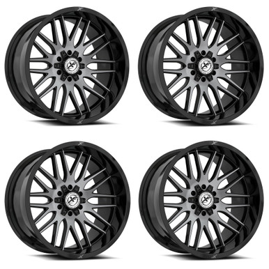 Set 4 20" XF Off-Road XF-240 Black & Brushed DDT 20x10 Wheels 5x5 5x5.5 ...