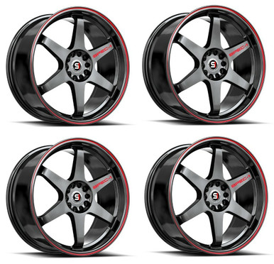 Set 4 19" Spec-1 SPT-33 Gloss Black Red Line 19x8.5 Wheels 5x100 5x4.5 ...