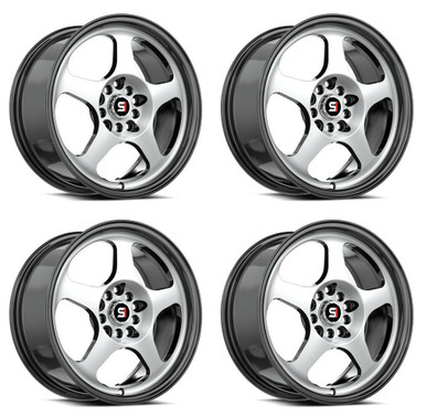 Set 4 16" Spec-1 SPT-36 Gloss Black & Machined 16x7 Wheels 4x100 4x4.5 ...