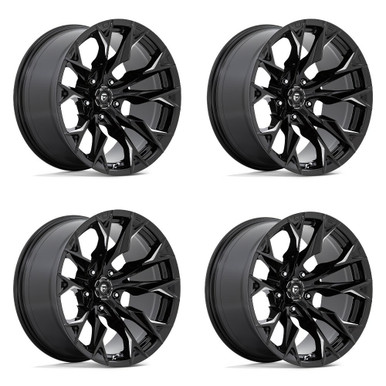 Set 4 Fuel D803 Flame 20x12 5x5 Gloss Black Milled Wheels 20" -44mm ...
