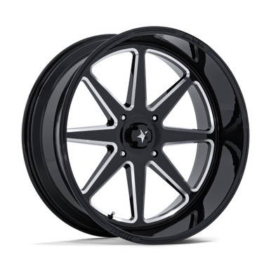 24" MSA Offroad Wheels M54 Spark Utv Gloss Black Milled 24x7 Wheels