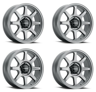 Set 4 17" Vision Off-Road 351 Flow Satin Grey Wheels 17x9 8x6.5 Truck ...