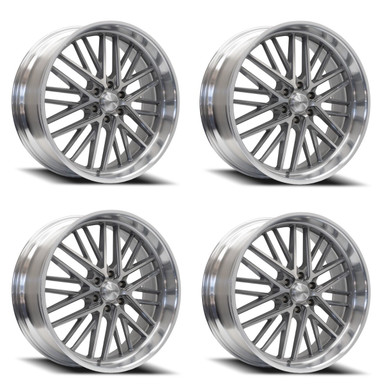Set 4 24" Corsart Kingpin 6 Brushed w/ Diamond Cut Lip 24x10 6x5.5 25mm ...
