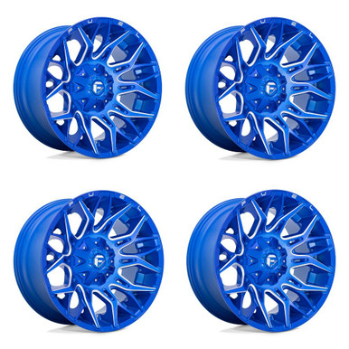 Set 4 Fuel D770 Twitch 22x12 8x180 Anodized Blue Milled Wheels 22 ...