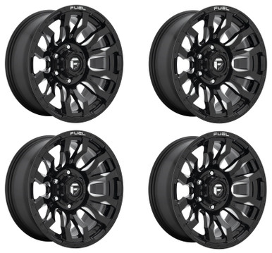 Set 4 Fuel D673 Blitz 17x9 5x5 Gloss Black Milled Wheels 17" -12mm Rims ...