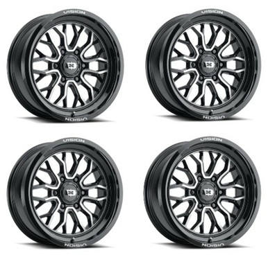 Set 4 20" Vision Off-Road 402 Riot Black Machined Wheels 20x10 5x5.5 ...