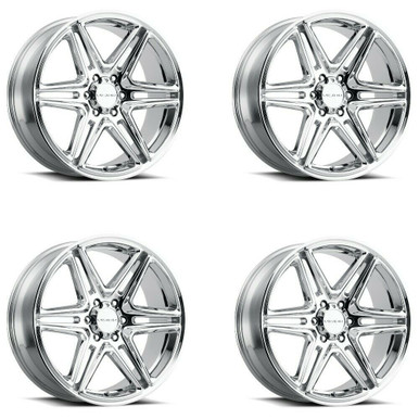 Set 4 24" Vision Street 476 Wedge Chrome Wheels 24x9.5 6x135 30mm Truck ...