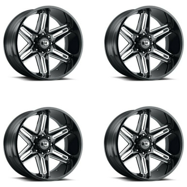 Set 4 22" Vision 363 Razor Gloss Black Milled Spoke Wheels 22x12 5x5.5 ...