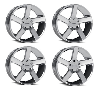 Set 4 24" Vision Street 472 Switchback Chrome Wheels 24x9.5 6x5.5 Rims ...