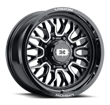 22" Vision 402 Riot Gloss Black Machined Face Wheel 22x10 8x6.5 Truck ...