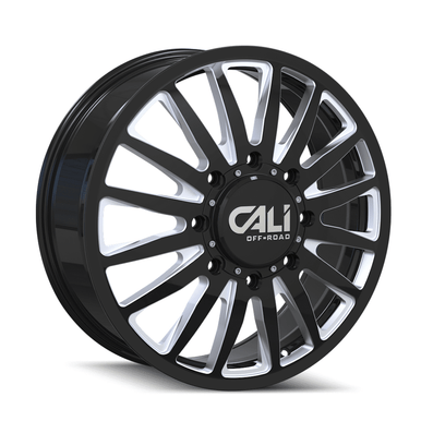 22" Cali Off-Road Summit Dually 22x8.25 Black Milled 8x6.5 Front Wheel ...