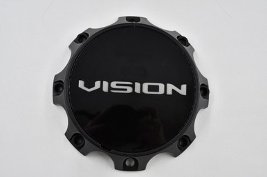 Vision Wheels Satin Black w/ Gloss Black & Chrome Logo Wheel Center Cap ...