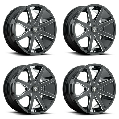 Set 4 DUB S109 Push 20x8.5 5x4.5 5x120 Gloss Black Milled Wheels 20 ...