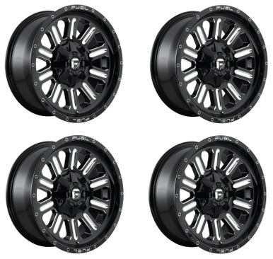 Set 4 20" Fuel D620 Hardline 20x9 8x170 1mm Gloss Black Milled Wheels ...