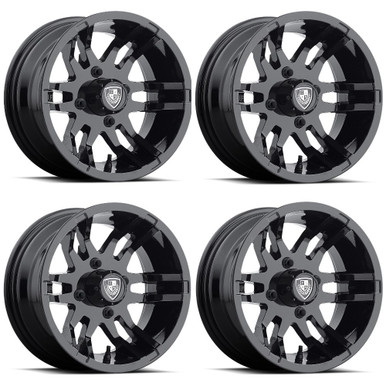 Set 4 Fairway Alloys FA140 Flex 14x6.5 4x4.0 Gloss Black Wheels 14 ...