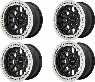 Set 4 KMC KM235 Grenade Crawl Beadlock 17x9 5x5 Satin Black Wheels 17 ...