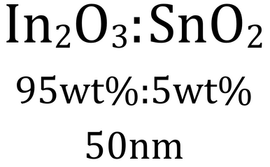 In2O3:SnO2, 95wt%:5wt%, 50 nm